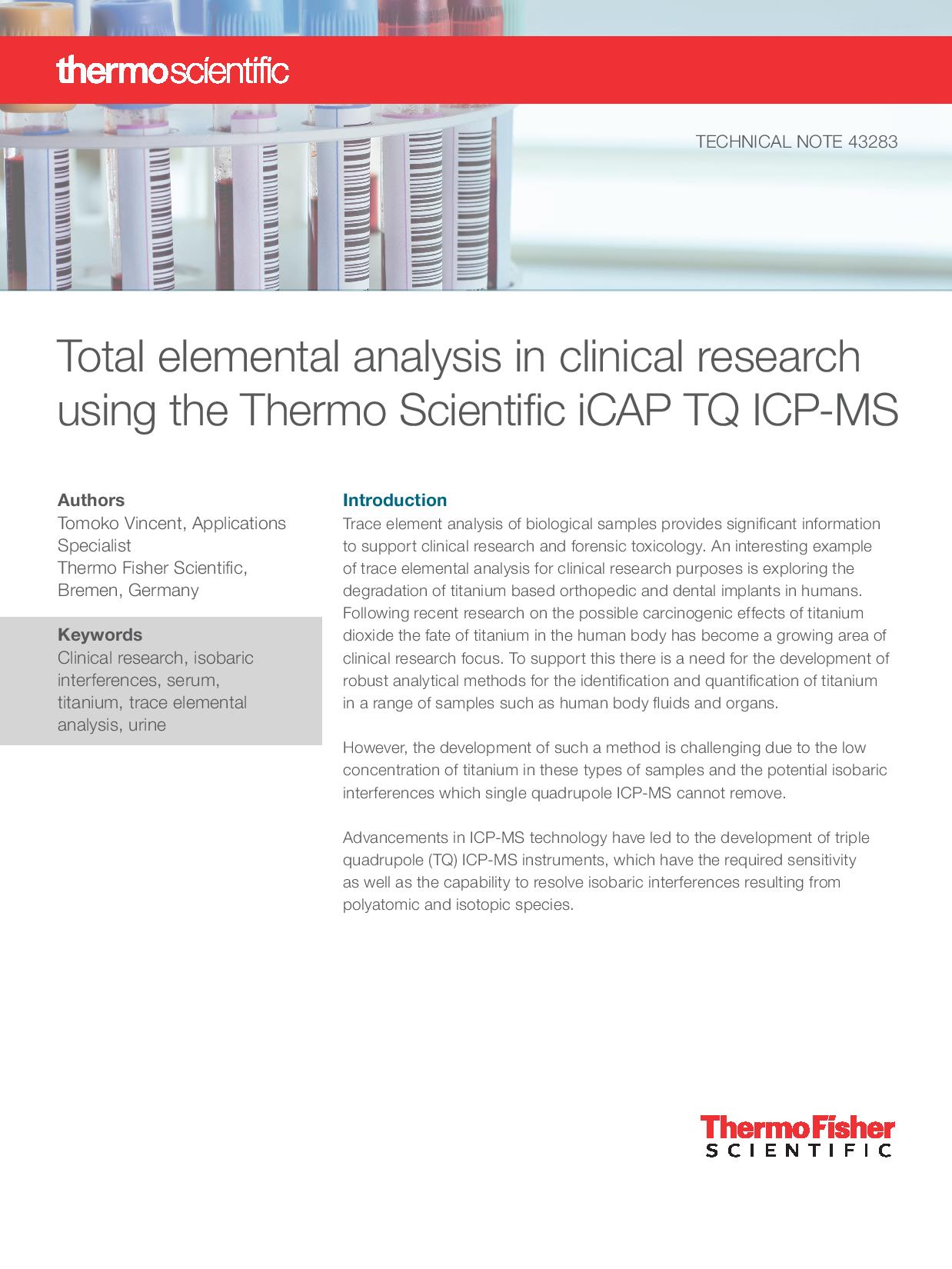 Total elemental analysis in clinical research using ICP-MS - ברגל ציוד ...