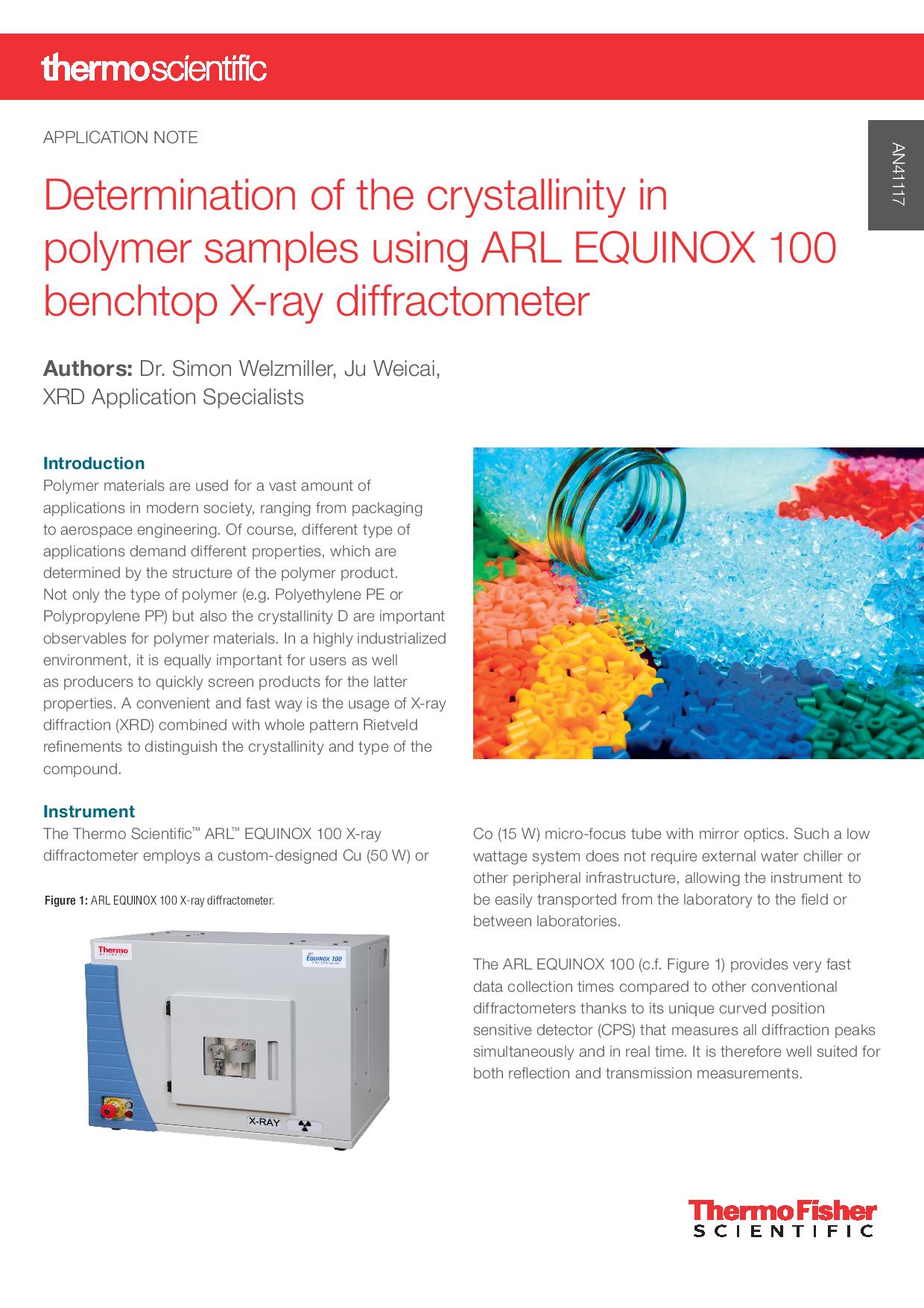 XRD AN41117 determination crystallinity polymers xrd - ברגל ציוד אנליטי